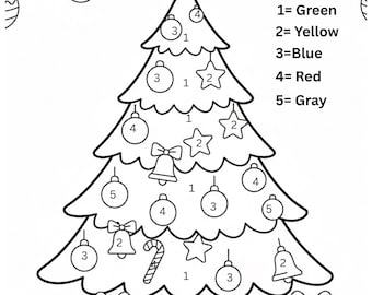 Christmas Present Color by Number | Kids Holiday Activity (PDF) - Etsy