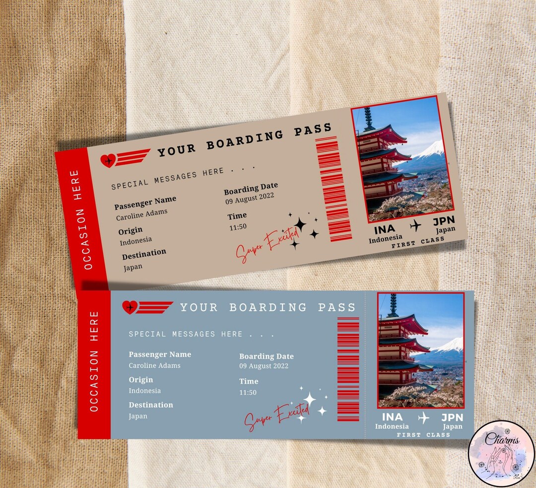 Valentine Date Ticket,airline Ticket, Custom Boarding Pass Save the ...