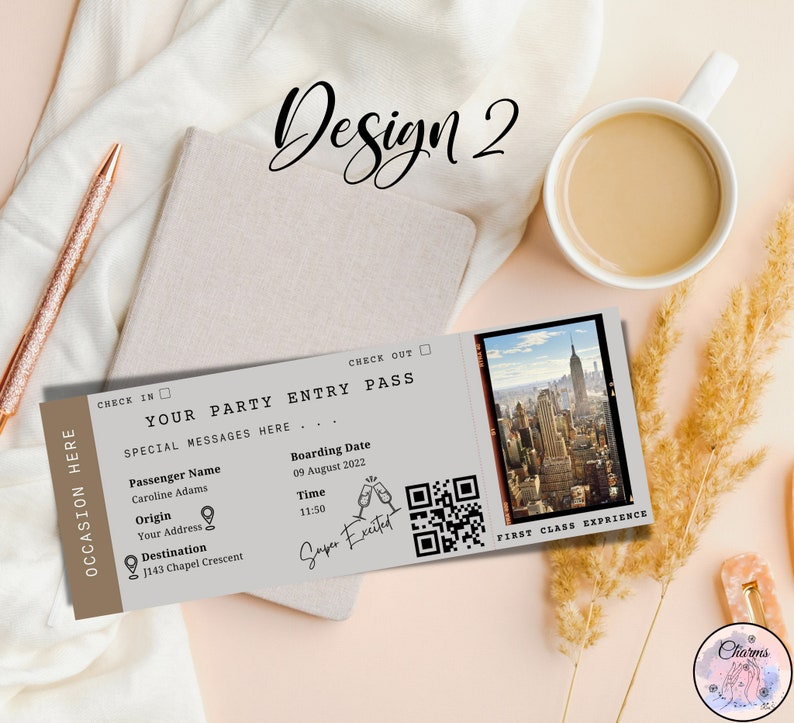 Ticket to Ride, Airline Ticket, Custom Boarding Pass Save the Date ...