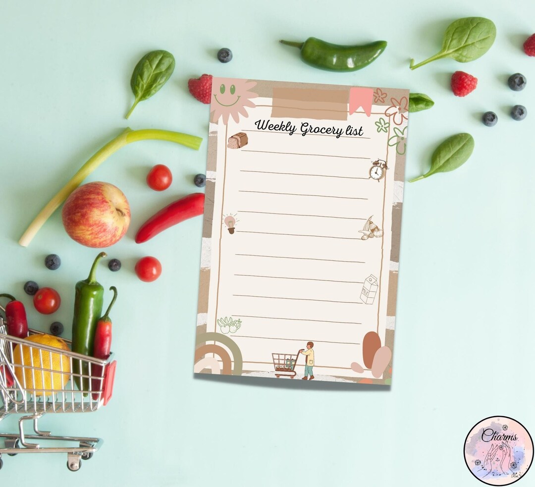 Digital Grocery Shopping List, Grocery List Template, Printable Grocery ...