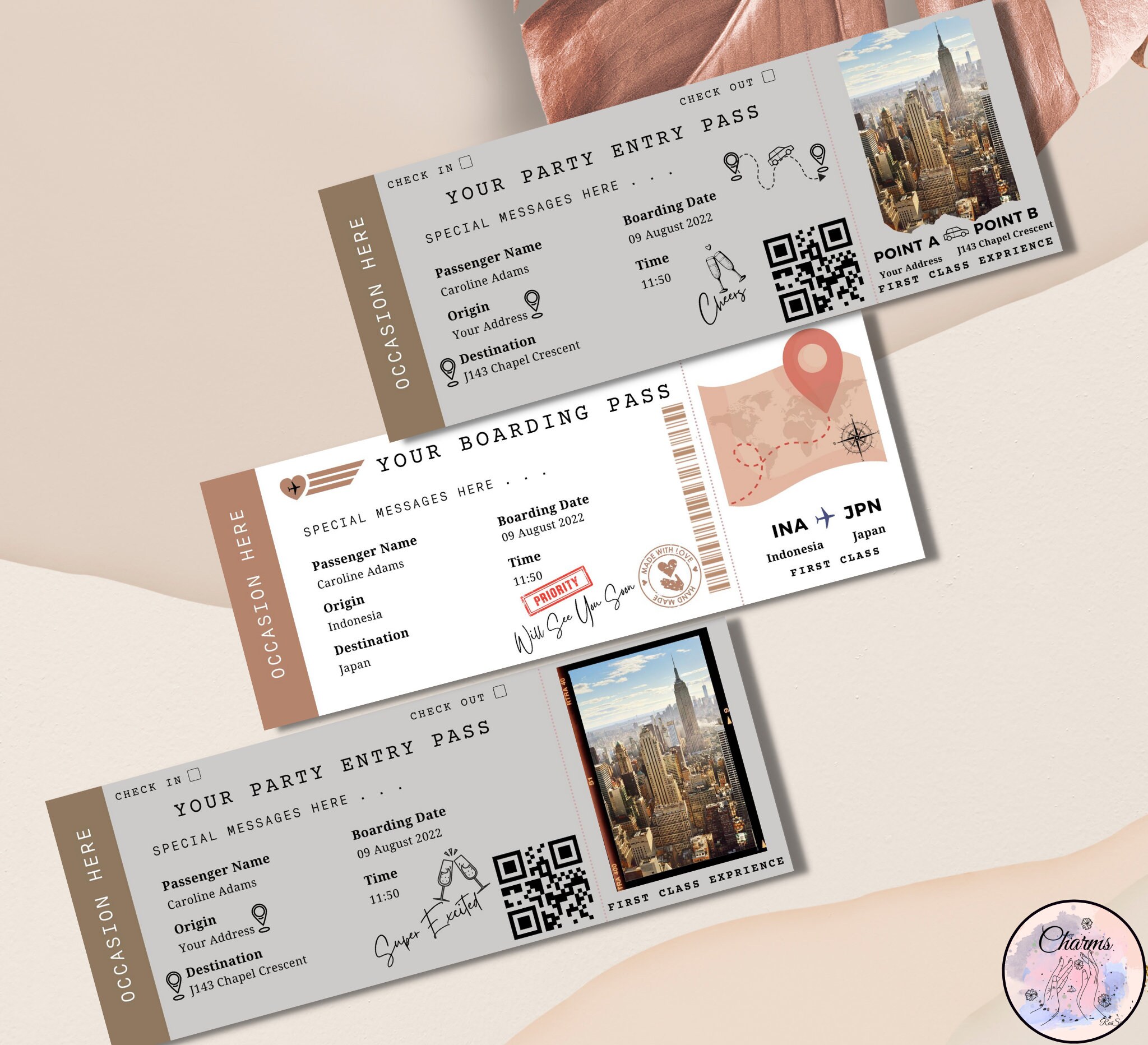 Ticket to Ride, Airline Ticket, Custom Boarding Pass Save the Date ...