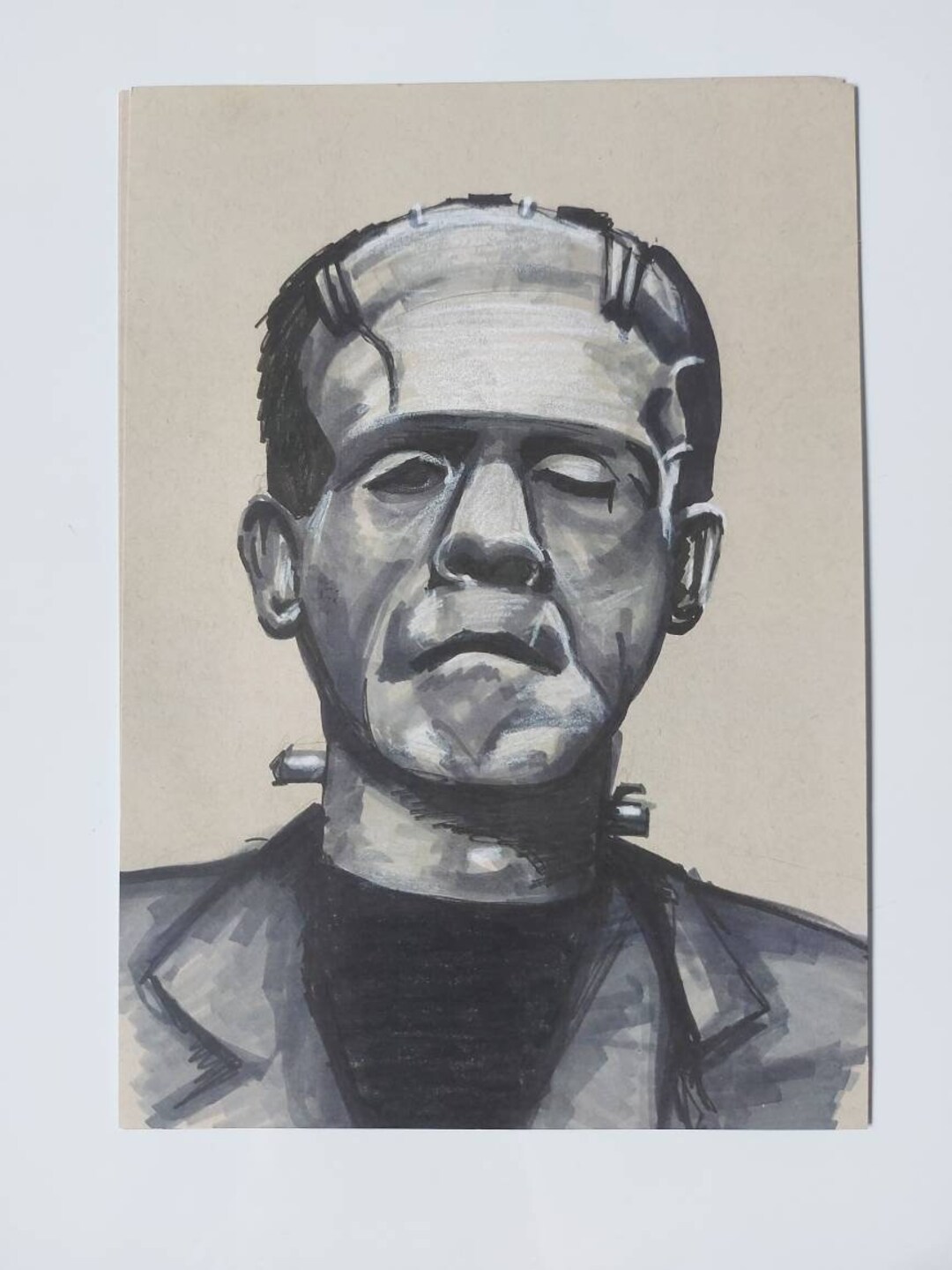 A4 PRINT of Pen Drawing of Frankenstein - Etsy UK