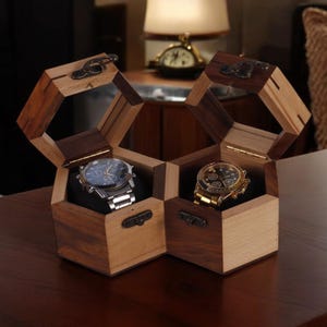 Vintage Wooden Watch Box for Men, Honeycomb Personalized Display ...