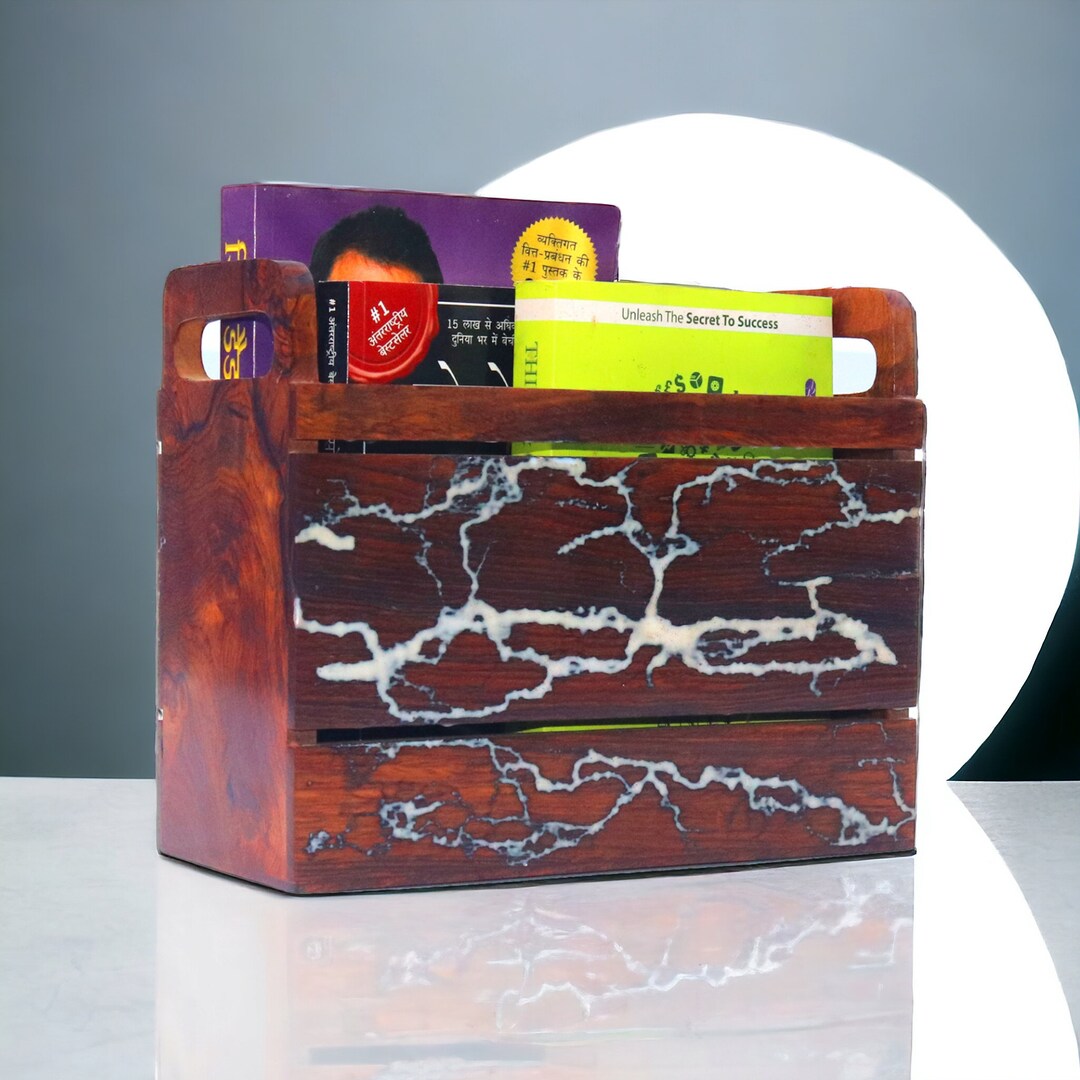 Handcrafted Wooden Newspaper Holder Magazine Holder Desk Organizer ...