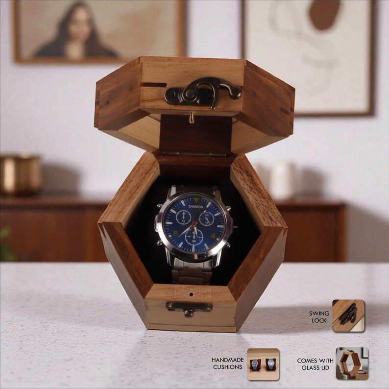 Personalised Vintage Wooden Watch Box for Men, Display & Storage Case ...