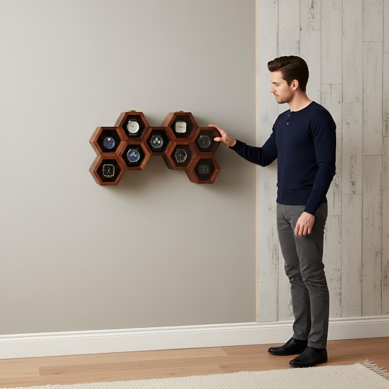 Wall Mounted Wooden Watch Box for Men and Women, Jewelry Storage Case ...