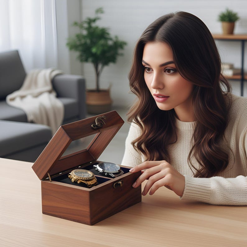 Vintage & Personalised Wooden Watch Box for Men, Jewelry Box Women ...