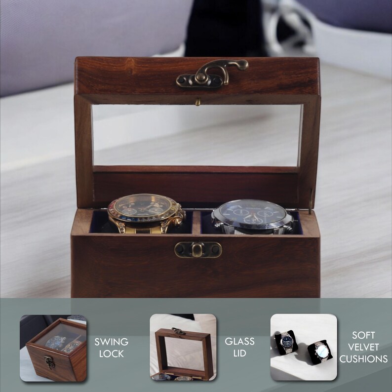 Vintage & Personalised Wooden Watch Box for Men, Jewelry Box Women ...