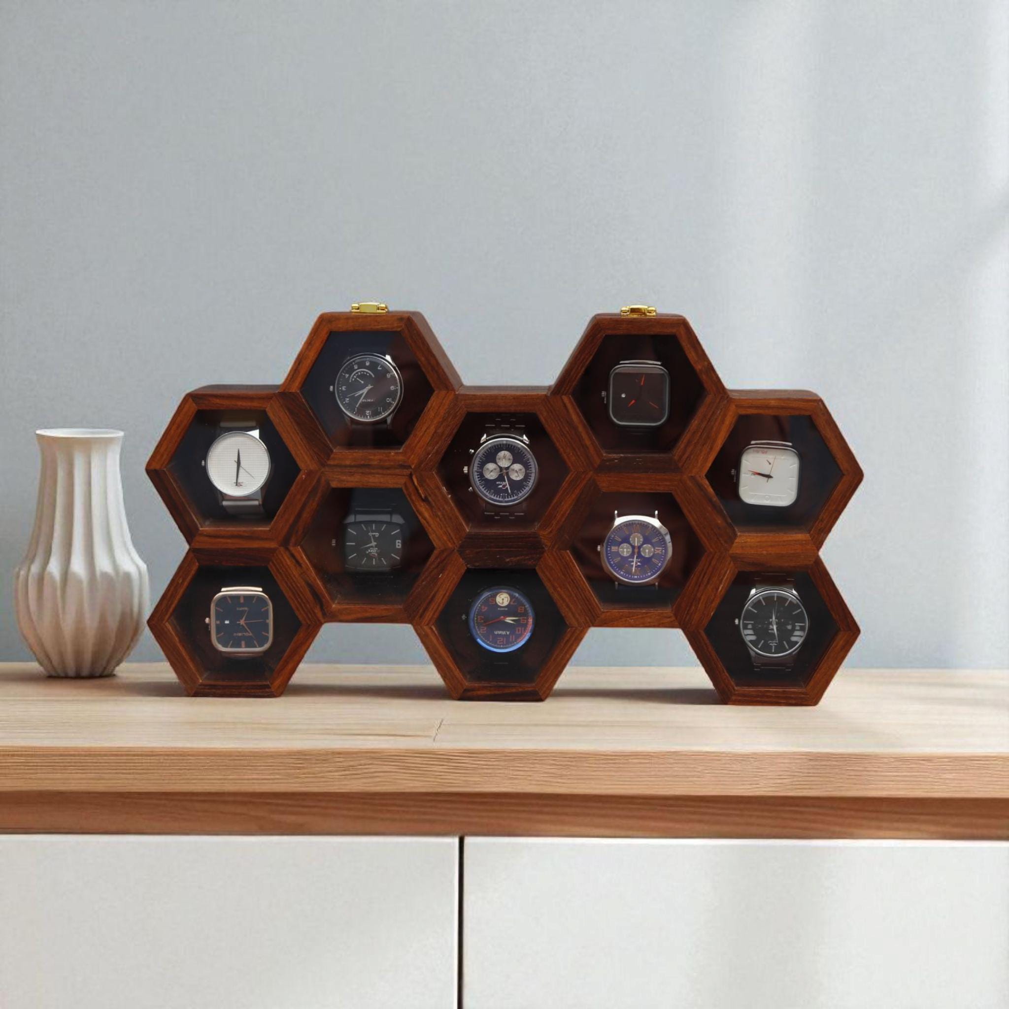 Vintage Watch Box for Men, Wooden Watch Storage Organizer, Display Case ...