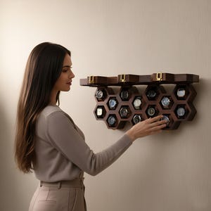 Wall Mounted Wooden Watch Box for Men and Women, Jewelry Storage Case ...