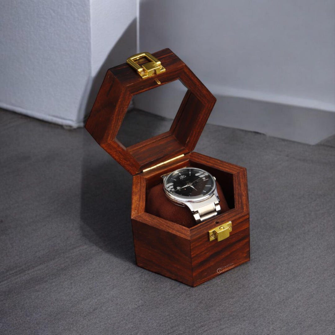 Vintage Watch Box for Men, Wooden Watch Storage Organizer, Display Case ...