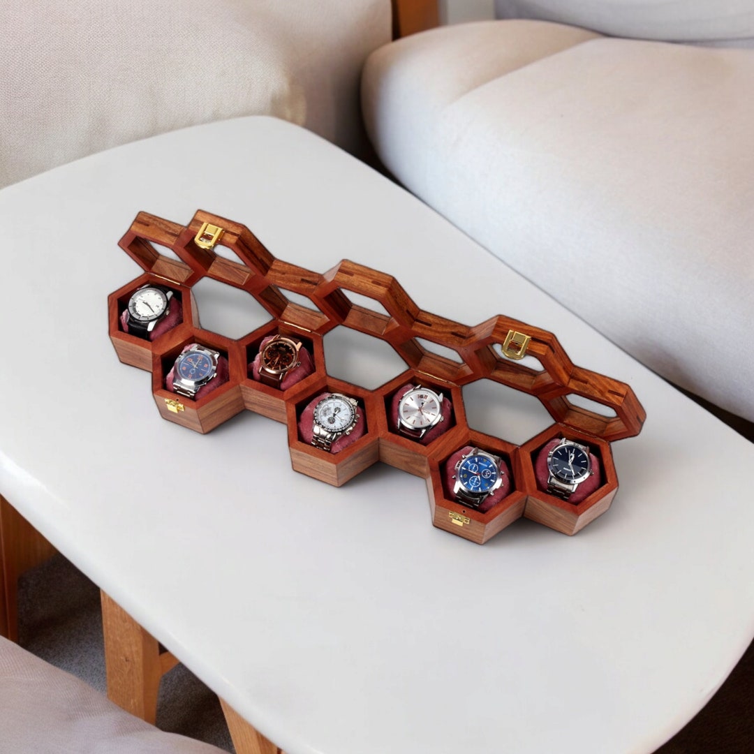 Unique Watch Display Case Honeycomb Harmony Wooden Watch Box for ...