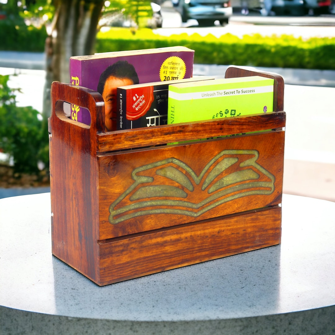 Handmade Wooden Newspaper Holder Magazine Holder Desk Organizer Living ...
