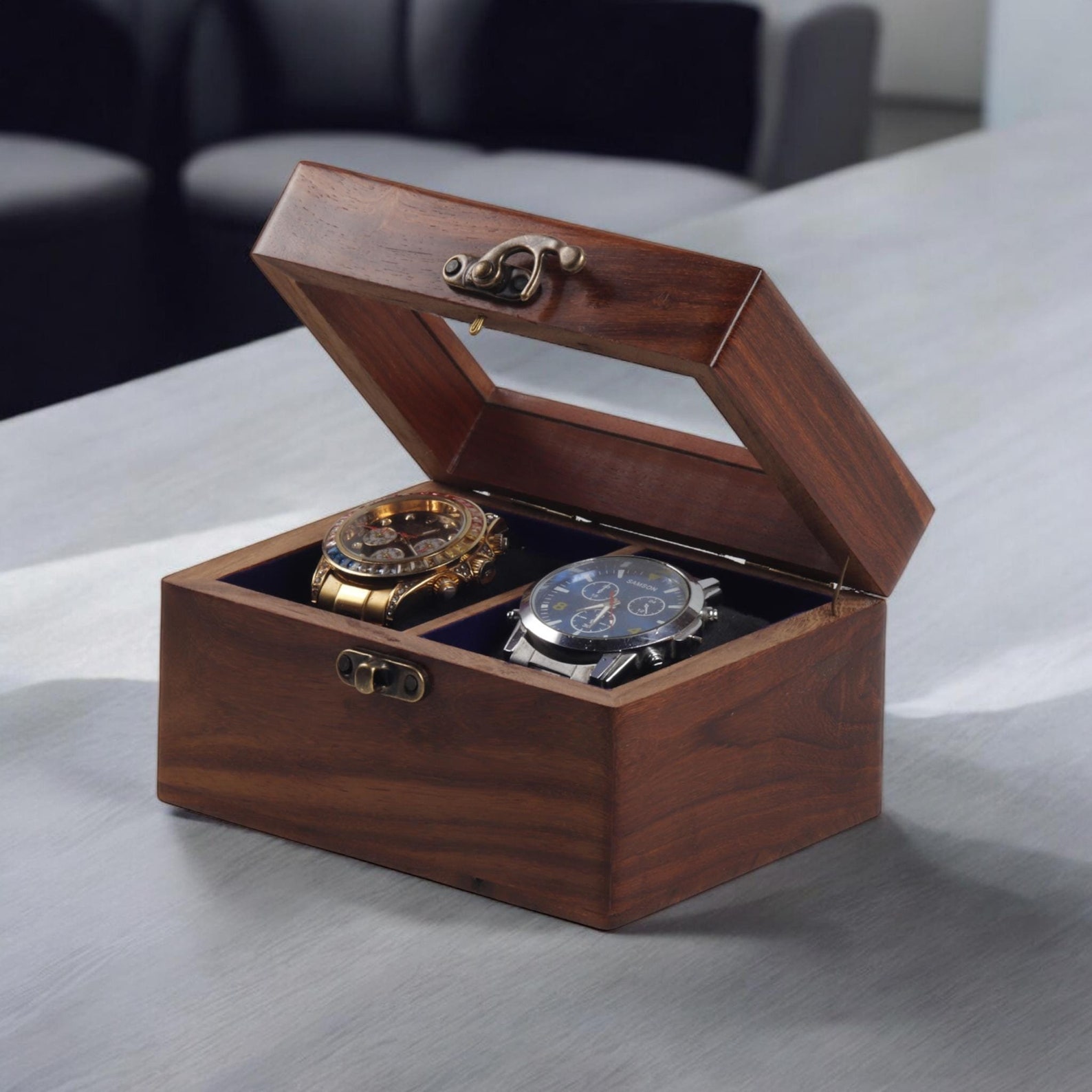 Vintage & Personalised Wooden Watch Box for Men, Jewelry Box Women ...