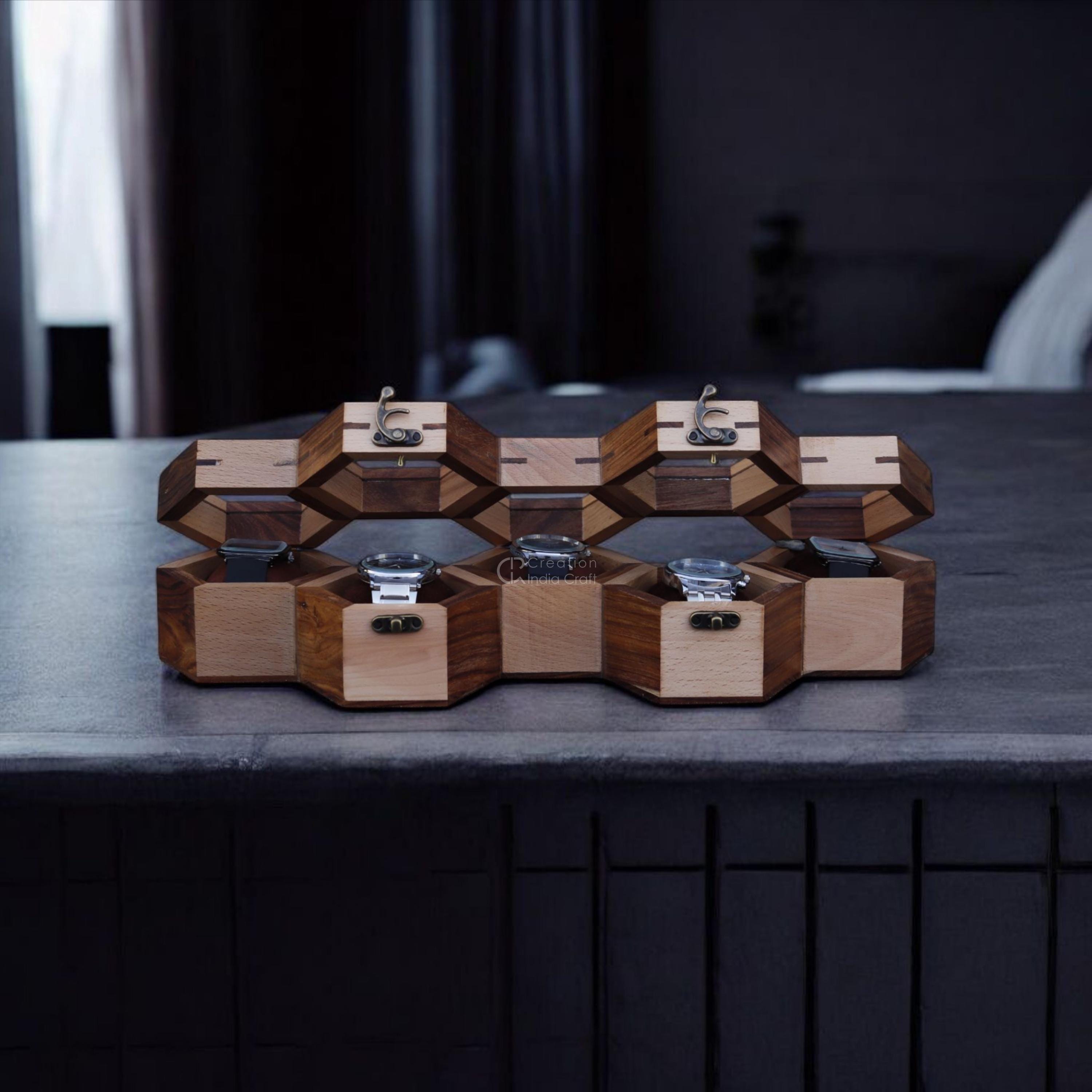 Vintage Wooden Watch Box for Men, Watch Storage & Organizer, Timepiece ...