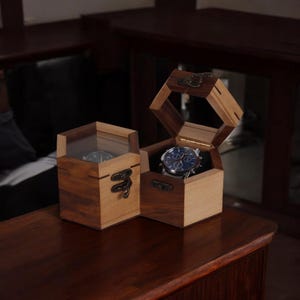 Vintage Wooden Watch Box for Men, Honeycomb Personalized Display ...