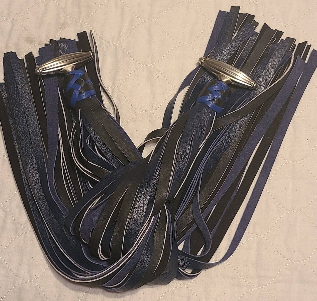 Light Weight Black & Blue Deerskin Finger Flogger Set - Etsy