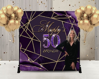 Purple 60th Birthday Backdrop - Etsy