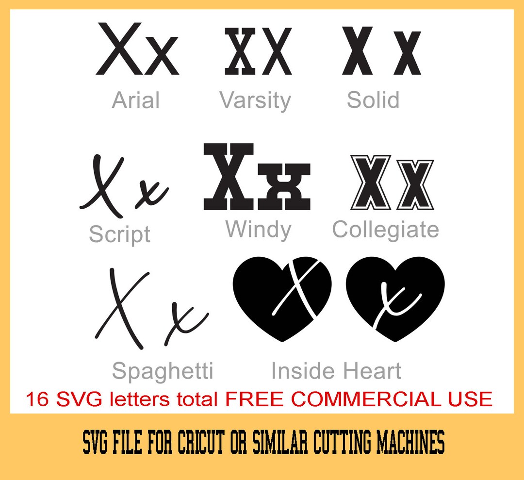 Letter X SVG Free Commercial Use 16 PACK for Cricut Silhouette - Etsy