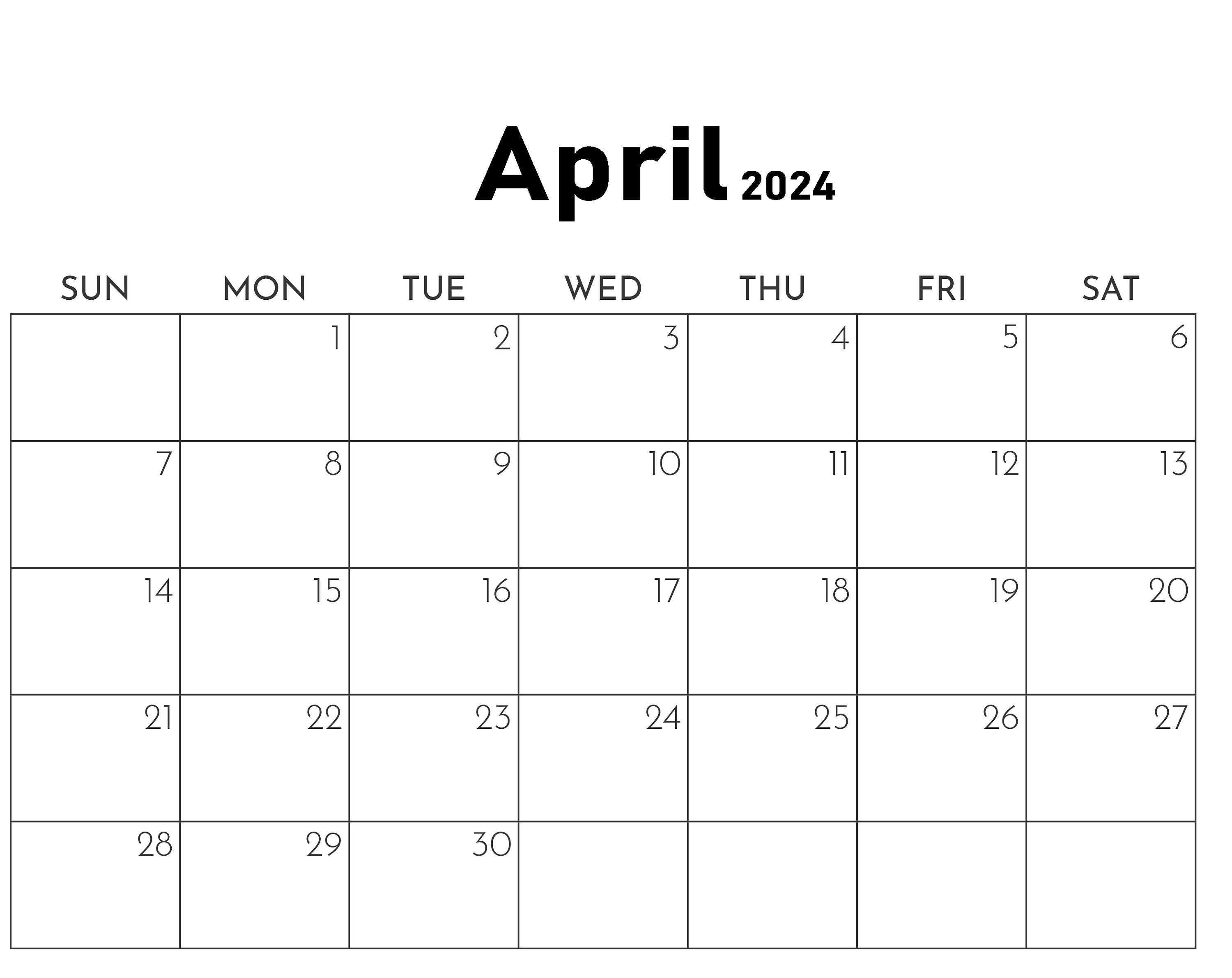 APRIL 2024 Calendar PDF Printout, Mois D Avril 2024, Calendrier 2024 ...