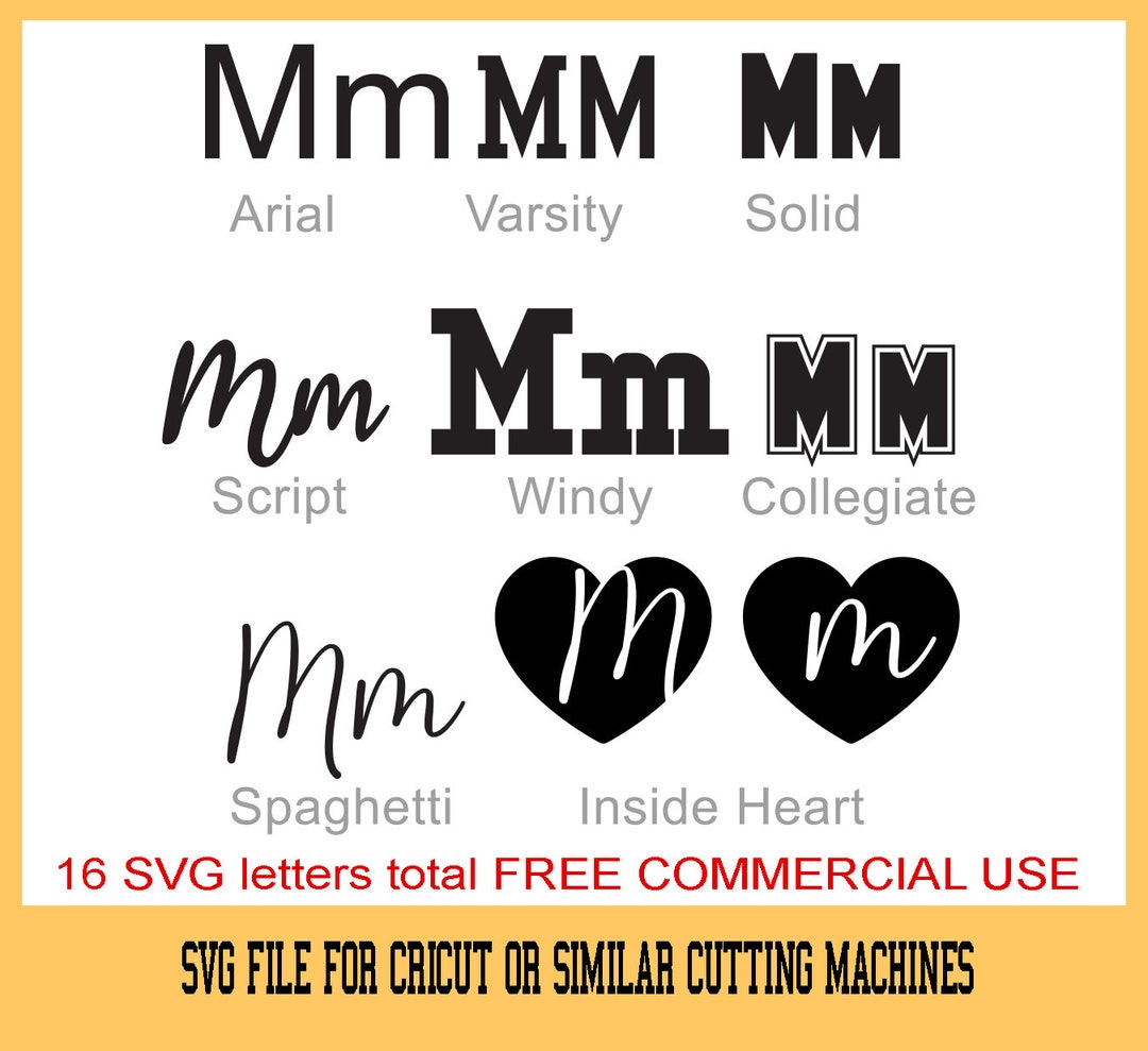 Letter M SVG Free Commercial Use 16 PACK for Cricut Silhouette - Etsy