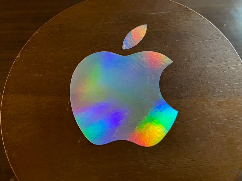 PREMIUM QUALITY Apple Logo Apple Decal Laptop Sticker Hologram, White ...