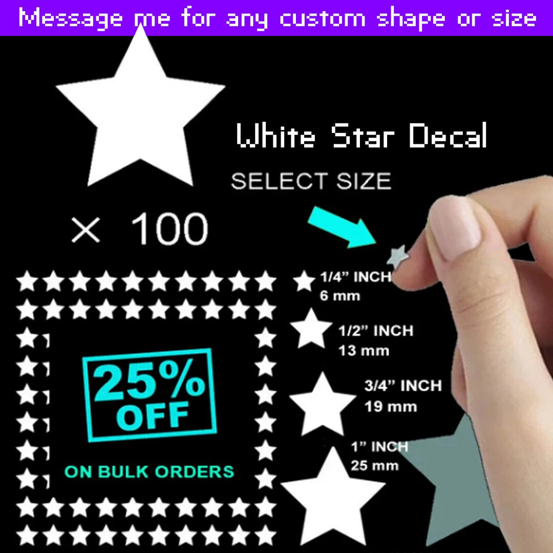 100 Tiny Small Star Stickers, Star Sticker Sheet white, Glow in the ...