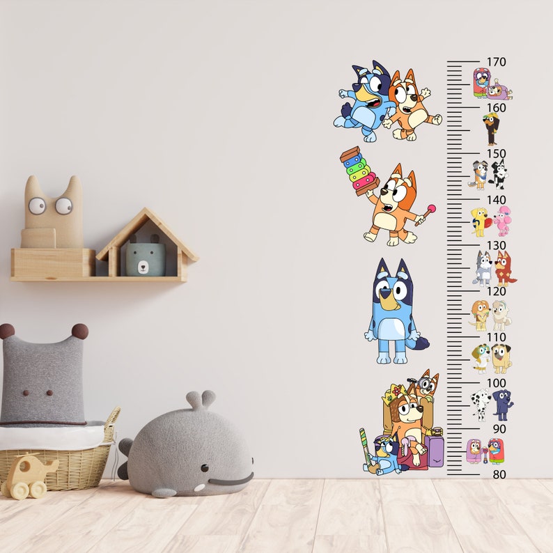 Bluey Height Meter for Kids, Bluey Birthday Bluey Sticker Height Meter ...
