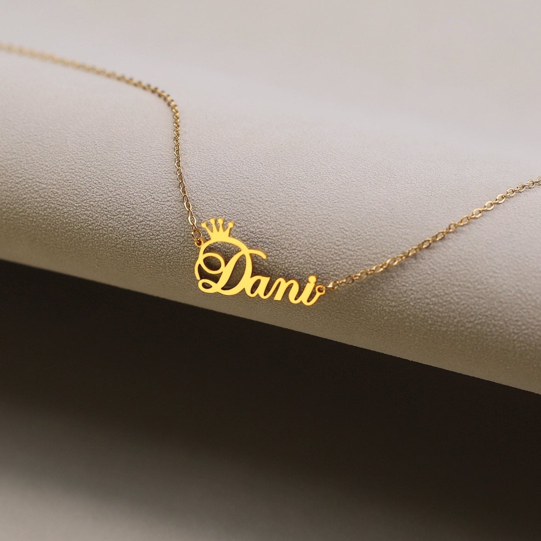 Custom Name Necklace With Crown, Personalized Name Necklace, Delicate ...