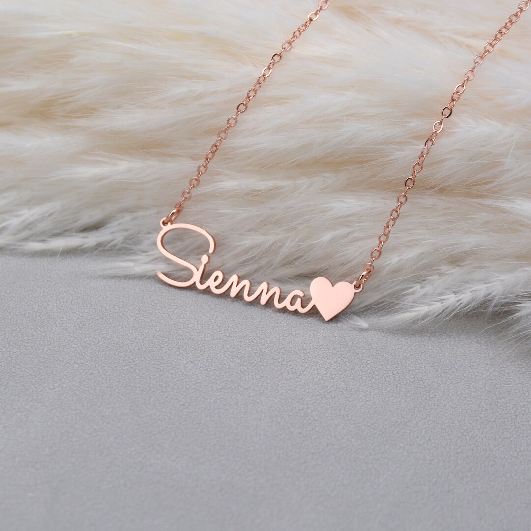 Dainty Name Necklace, Name Necklace With Heart, Custom Name Necklace ...