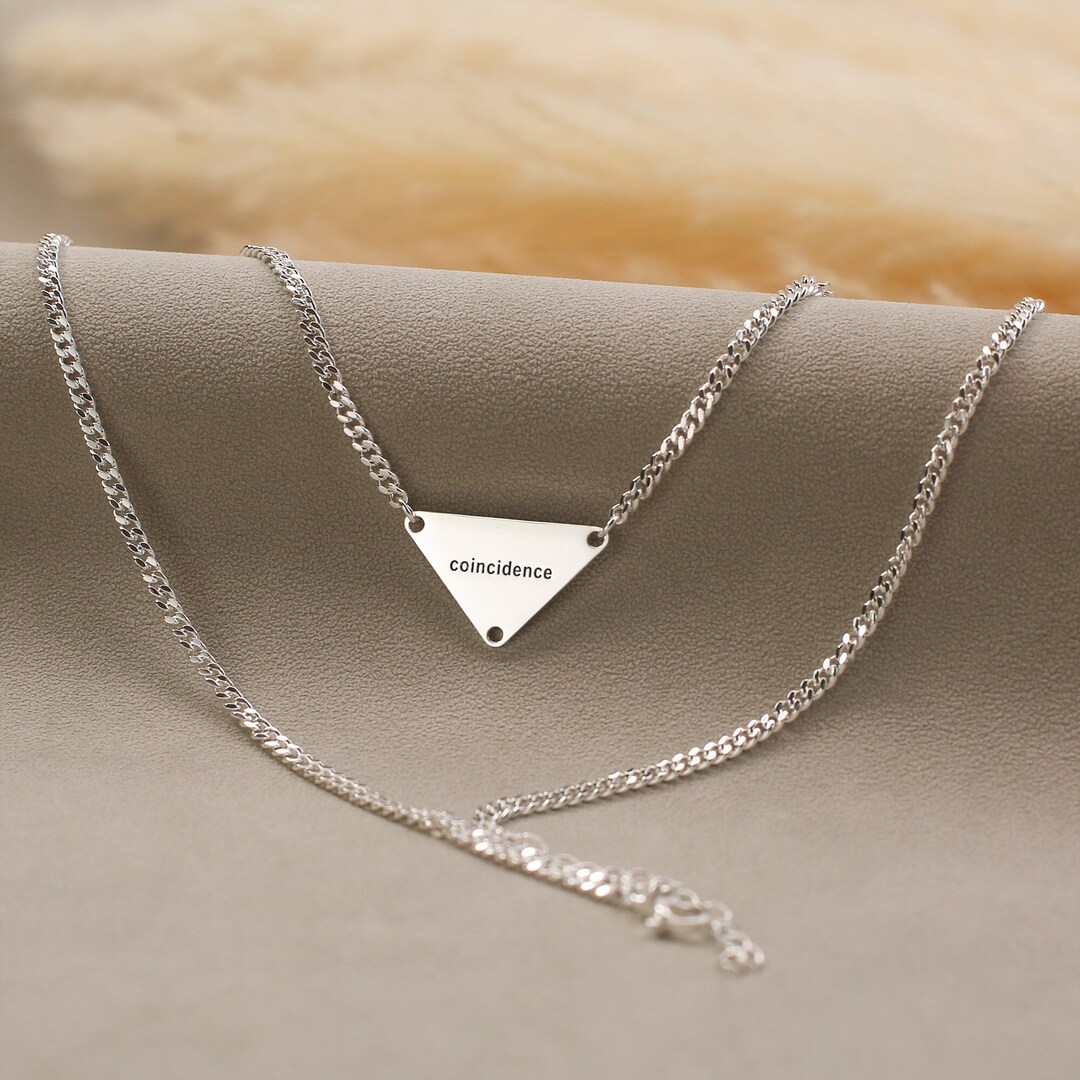 Engraved Necklace for Men, Triangle Pendant Necklace, Personalized ...