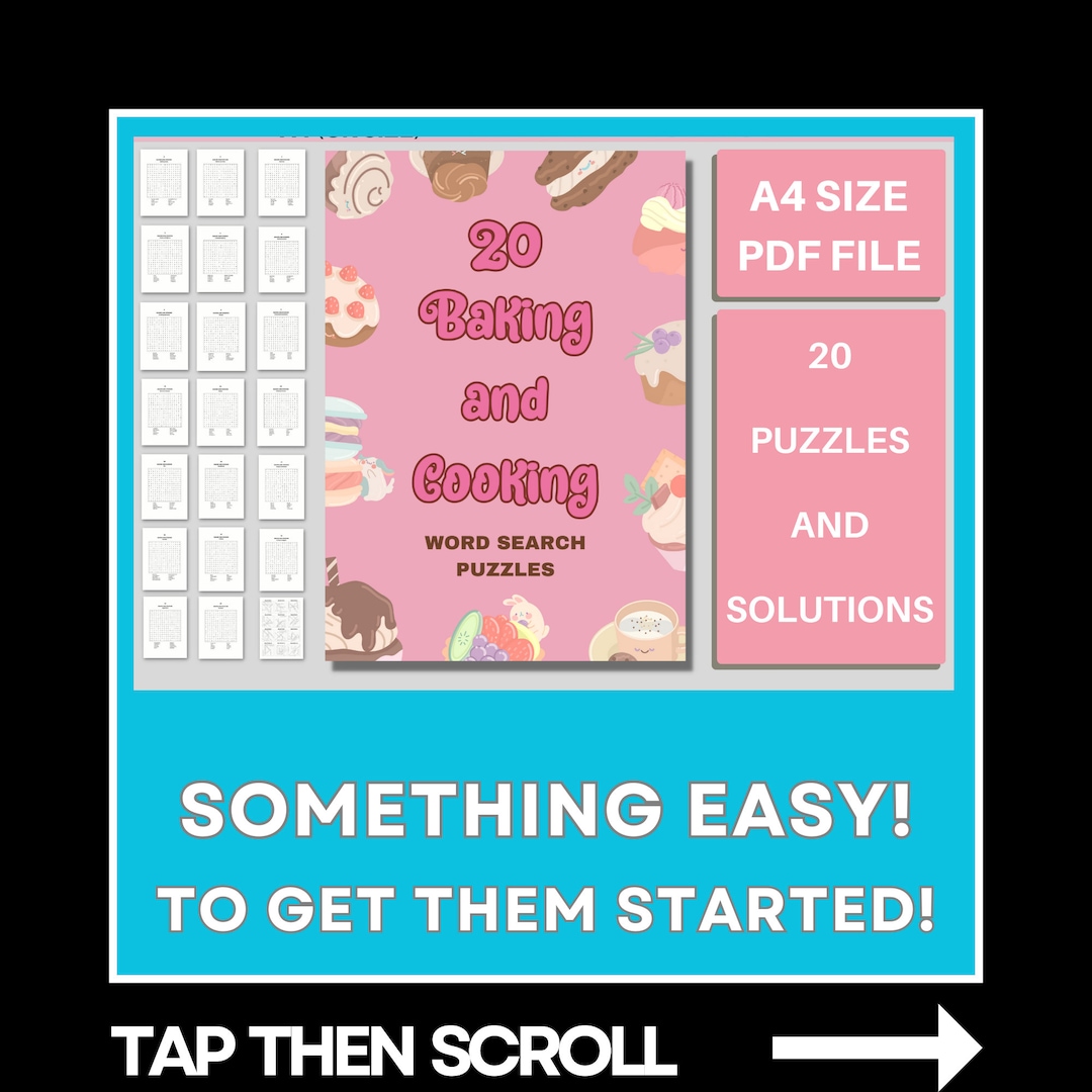 20 Baking and Cooking Word Search Puzzles for Tas Who Want to Relax TA ...