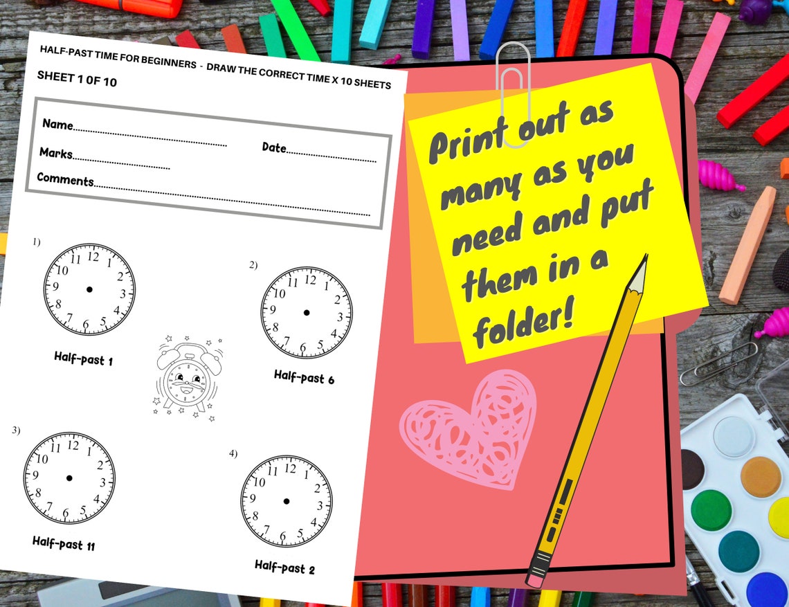Half-past Time Telling Time Worksheets Primary School TA - Etsy