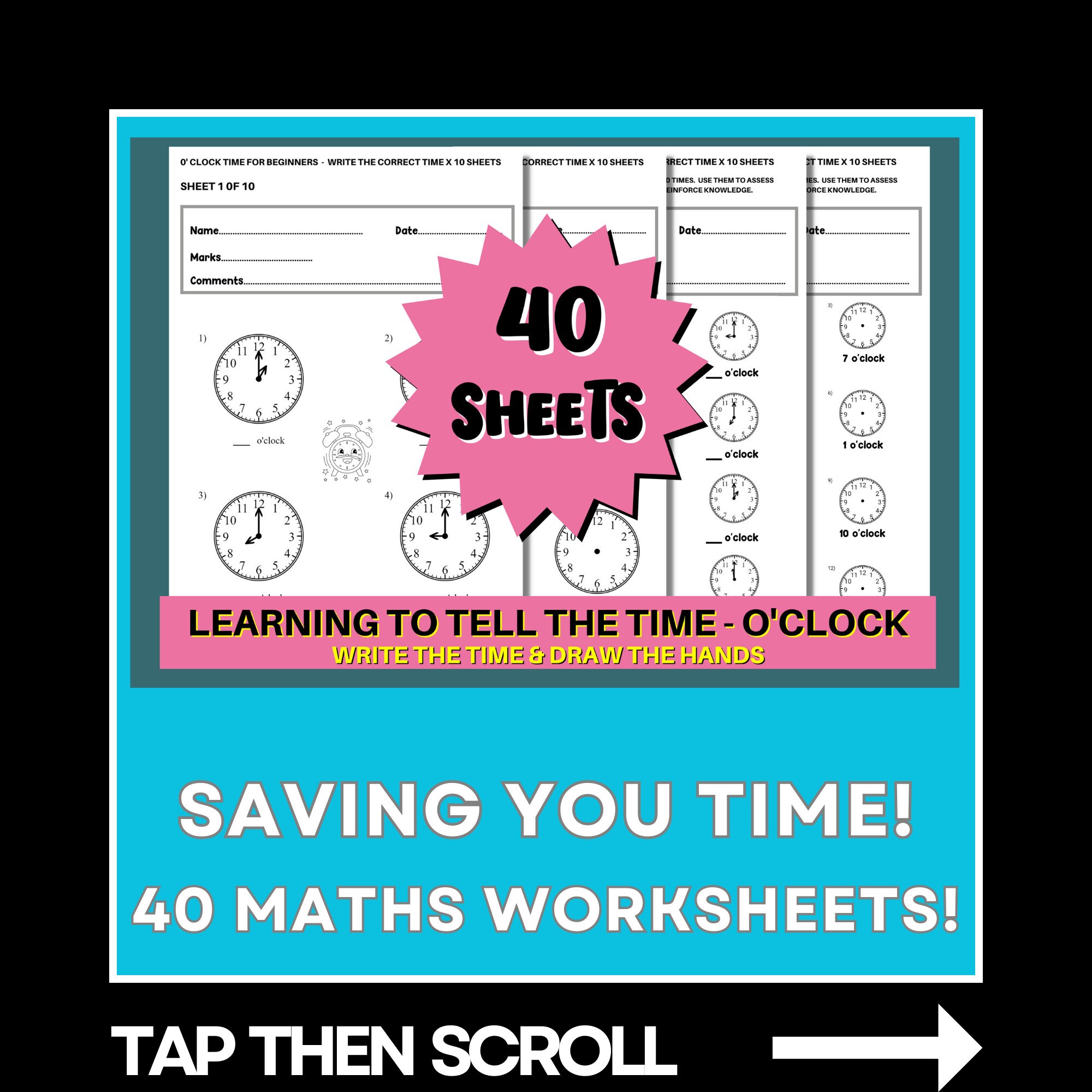 O Clock Time - Telling Time Worksheets - Primary School - TA in Control ...