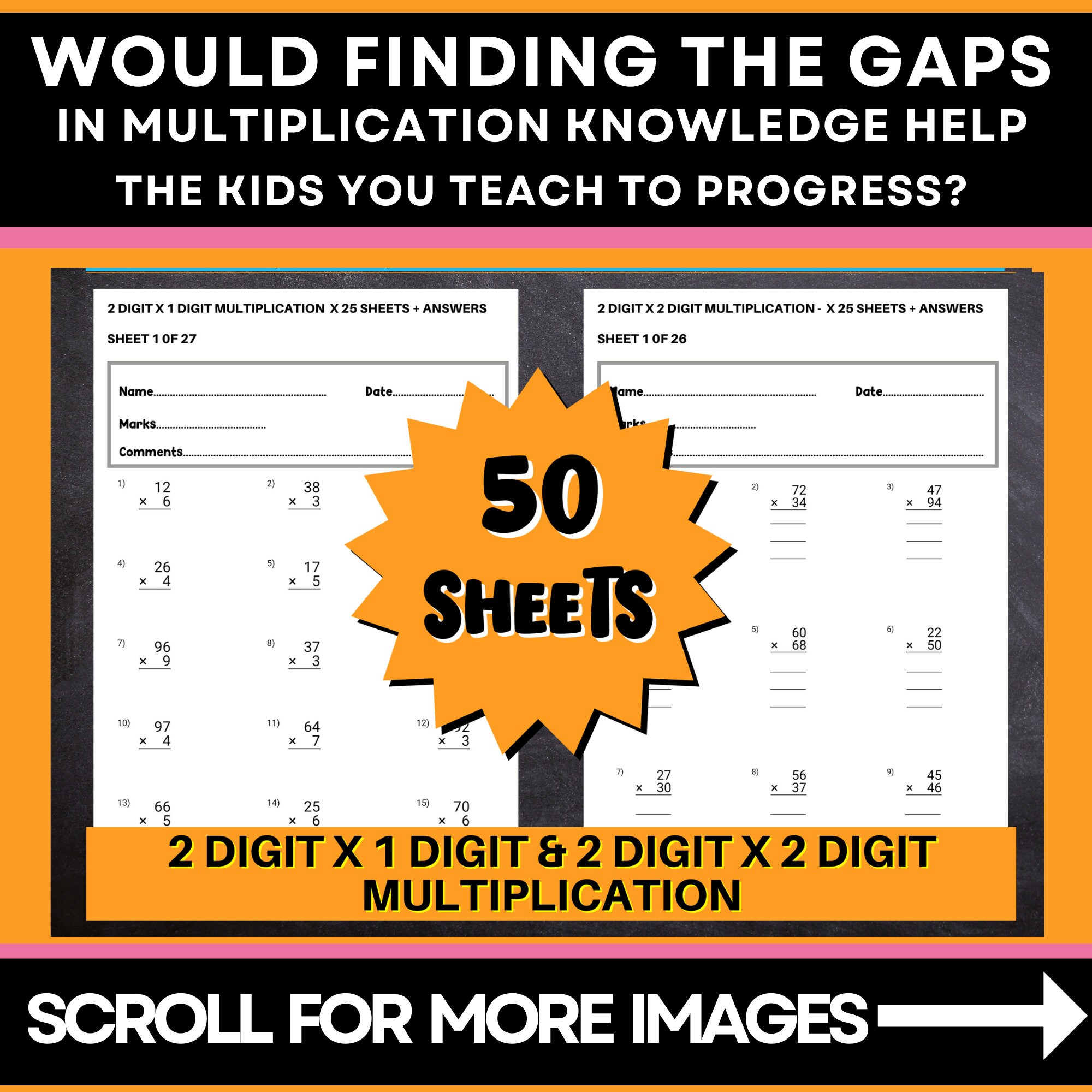 2x1 Digit and 2x2 Digit Multiplication Multiplication Worksheets ...