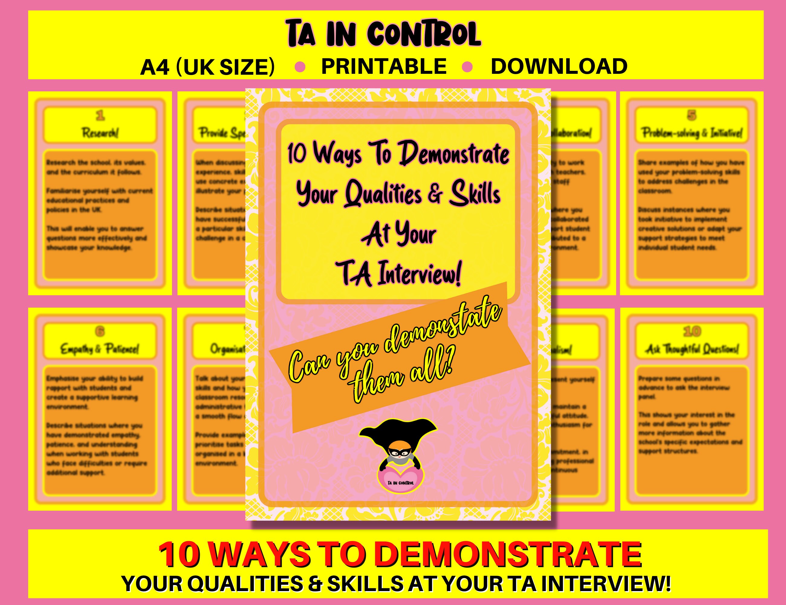 TA Interview Guide: Hot to Demonstrate Your Skills & Qualities PDF - Etsy