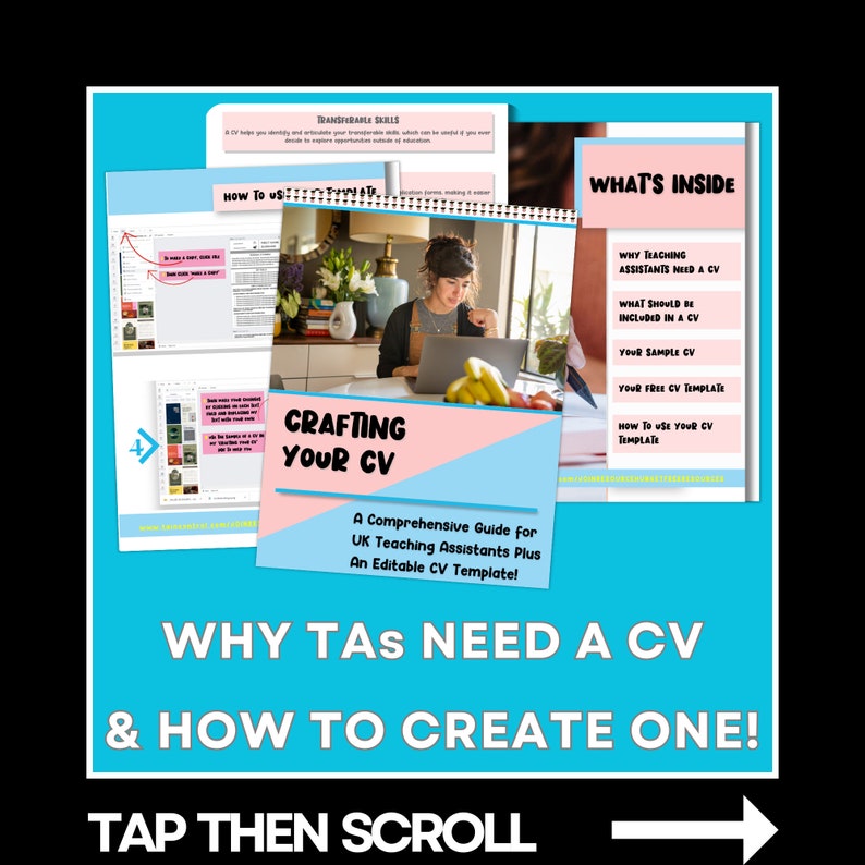 Teaching Assistant CV Guide With Template (printable Sheets) - Etsy