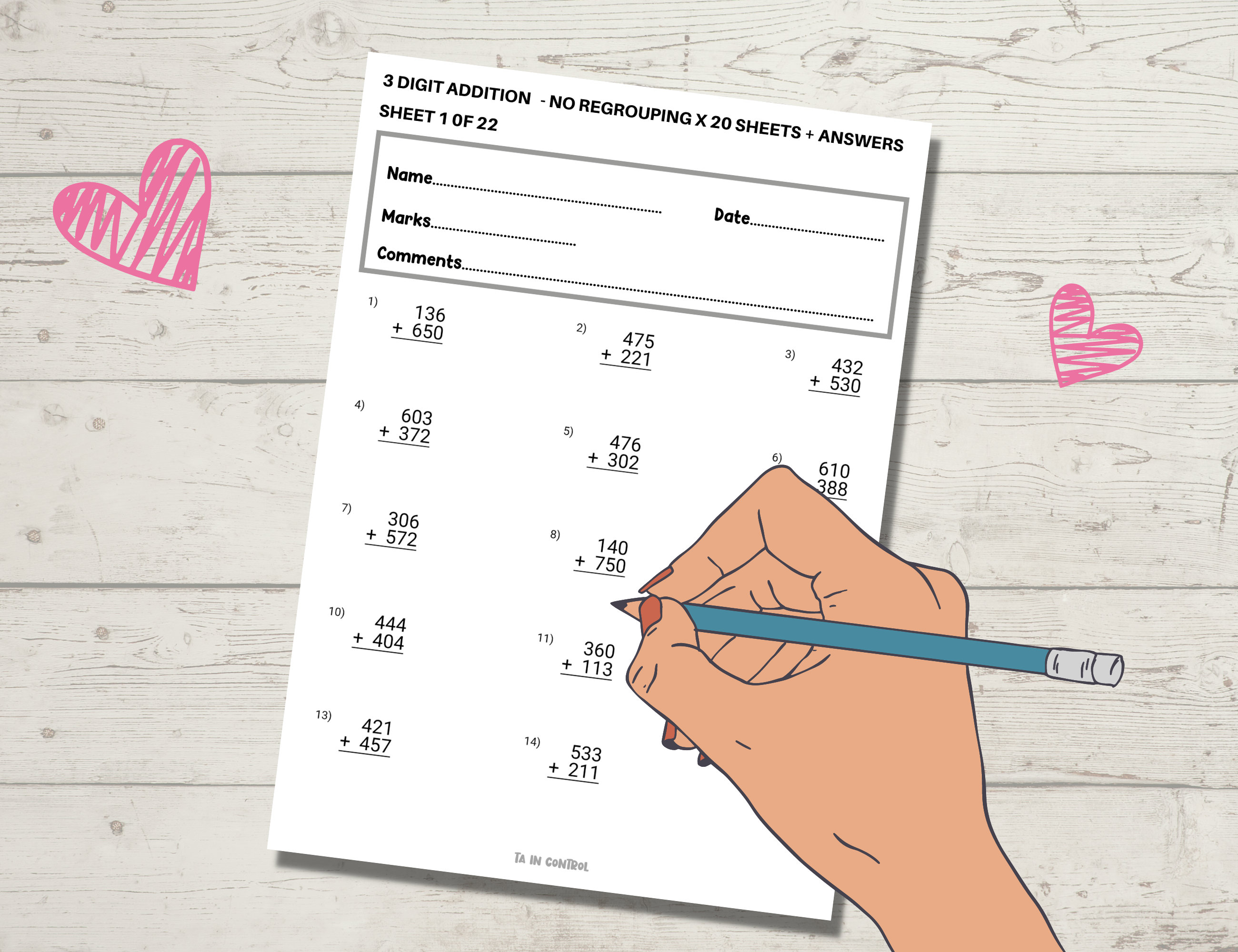 1 2 and 3 Digit Addition No Regrouping Adding Worksheets - Etsy