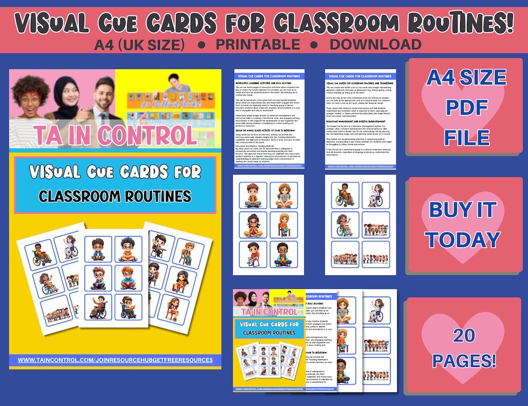 Visual Cue Cards for Classroom Routines Primary or Secondary School ...