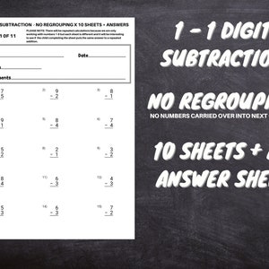 1,2 and 3 Digit Subtraction No Regrouping - Subtraction Worksheets ...