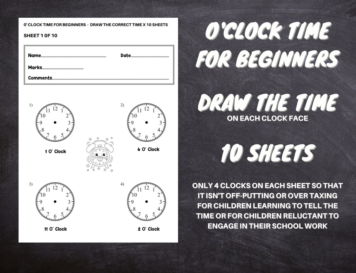O Clock Time - Telling Time Worksheets - Primary School - TA in Control ...