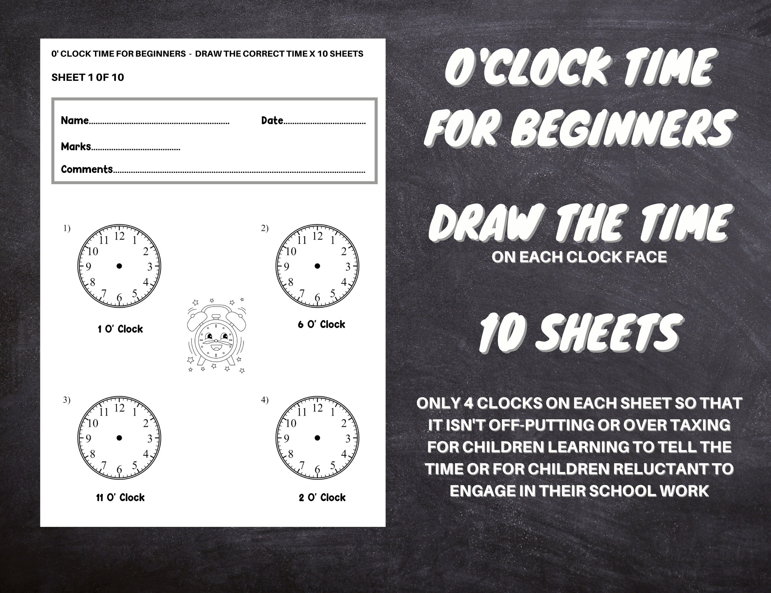 O Clock Time - Telling Time Worksheets - Primary School - TA in Control ...