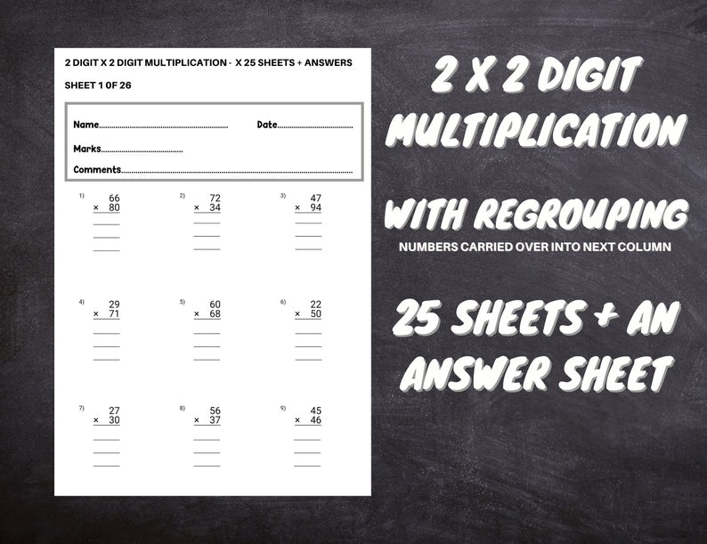 2x1 Digit and 2x2 Digit Multiplication - Multiplication Worksheets ...