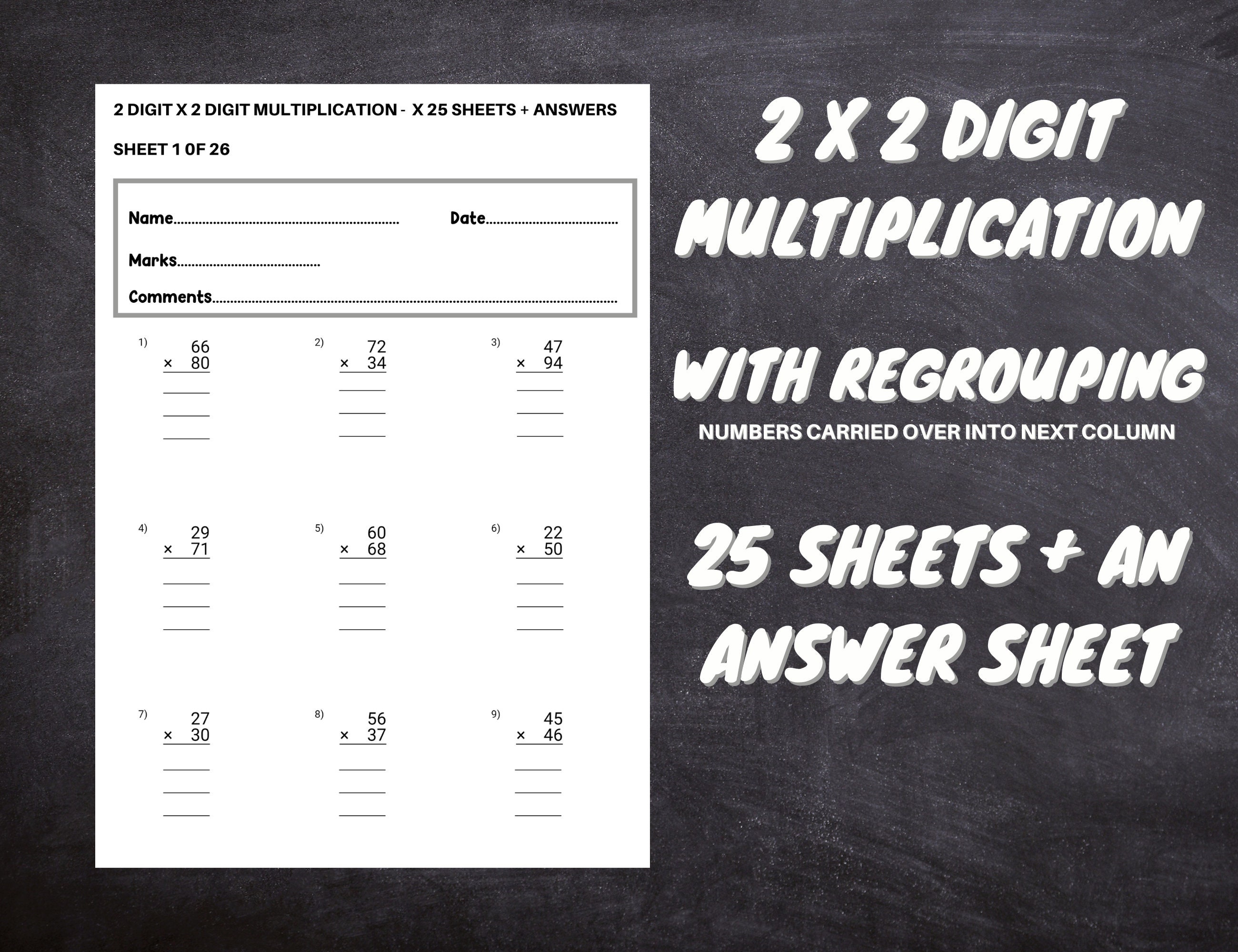 2x1 Digit and 2x2 Digit Multiplication - Multiplication Worksheets ...