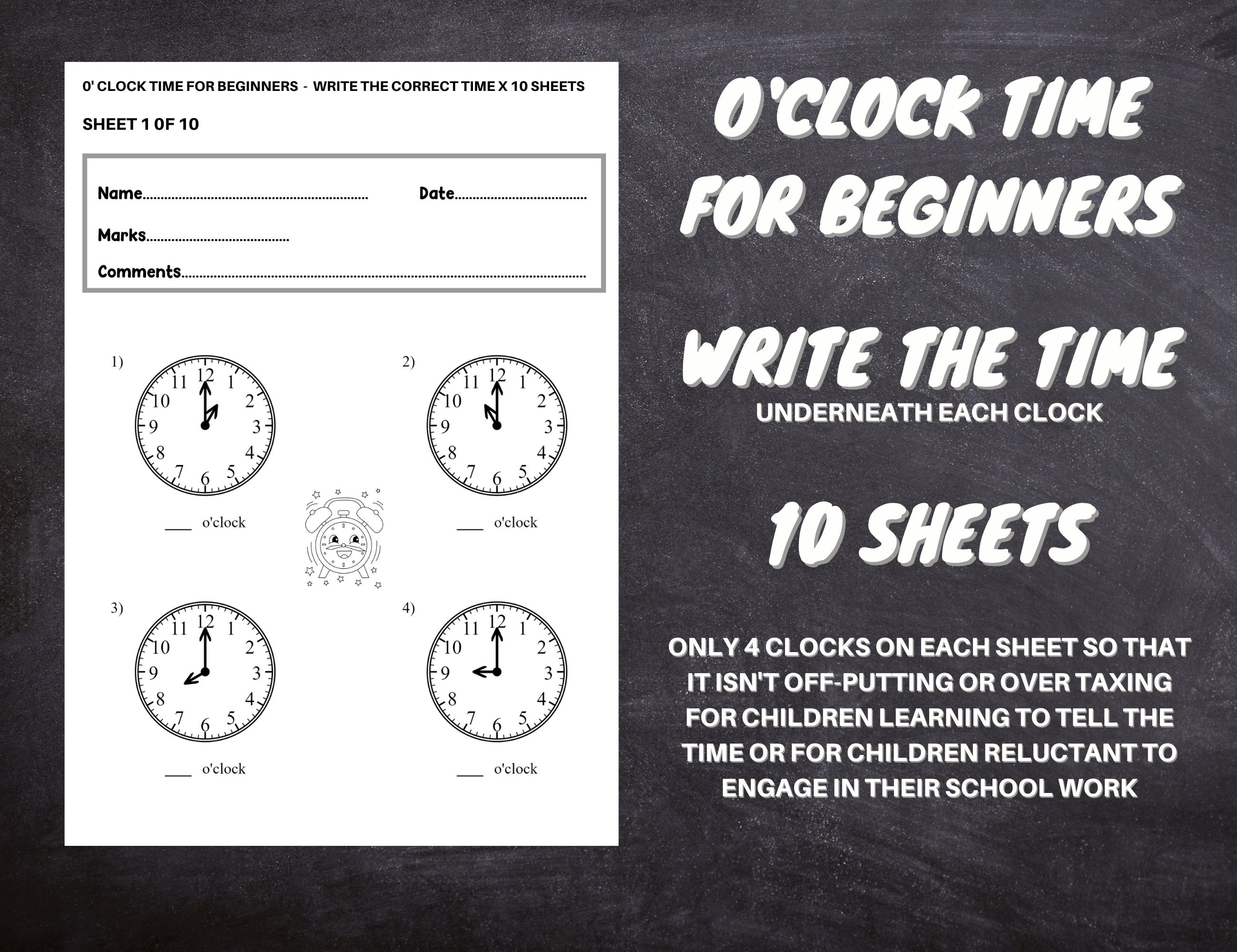 O Clock Time - Telling Time Worksheets - Primary School - TA in Control ...