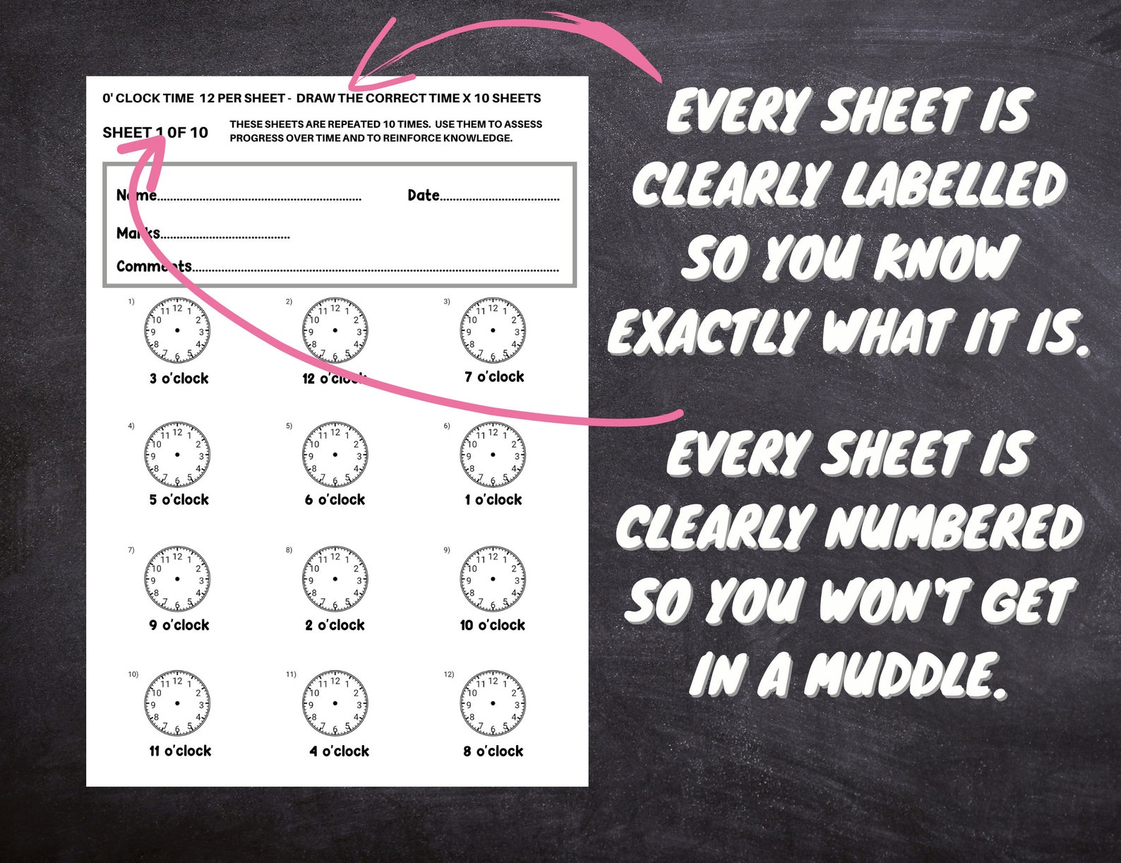O Clock Time - Telling Time Worksheets - Primary School - TA in Control ...