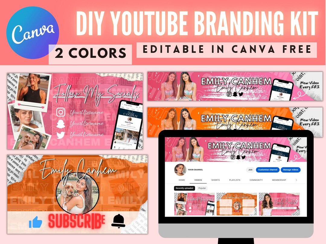 PINK Editable Animated Intro & Outro, Channel Banner and Logo Trendy Youtube Intros Youtube ...
