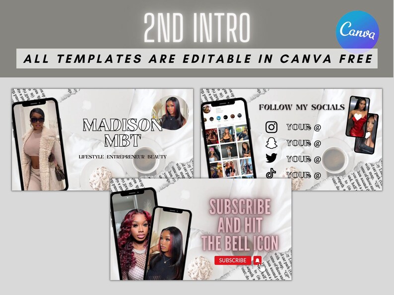 Editable Animated Intro & Outro, Channel Banner and Logo Trendy Youtube Intros Youtube Branding ...