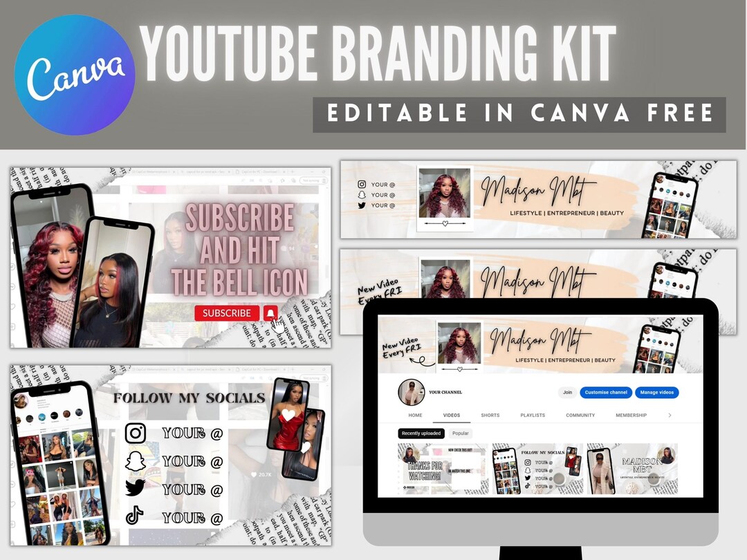 Editable Animated Intro & Outro, Channel Banner and Logo Trendy Youtube Intros Youtube Branding ...