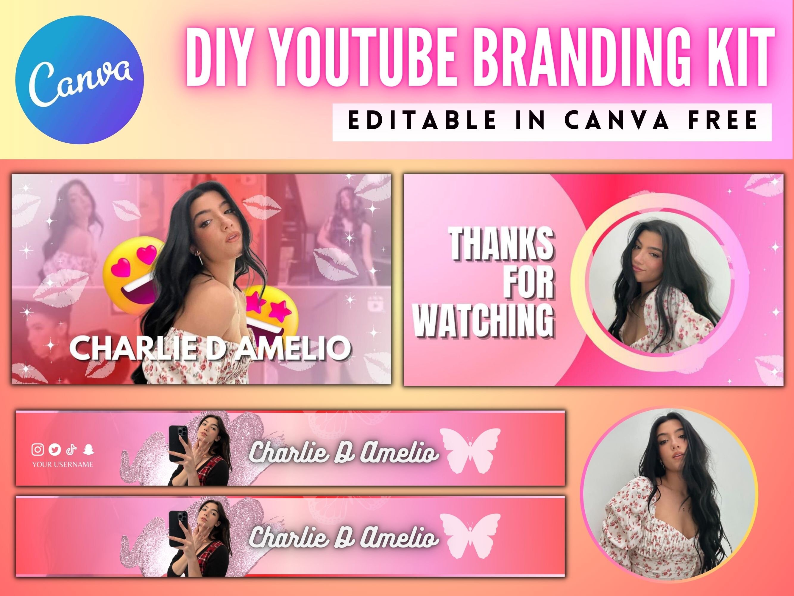 Editable Animated Intro & Outro, Channel Banner and Logo Trendy Youtube Intros Youtube Branding ...